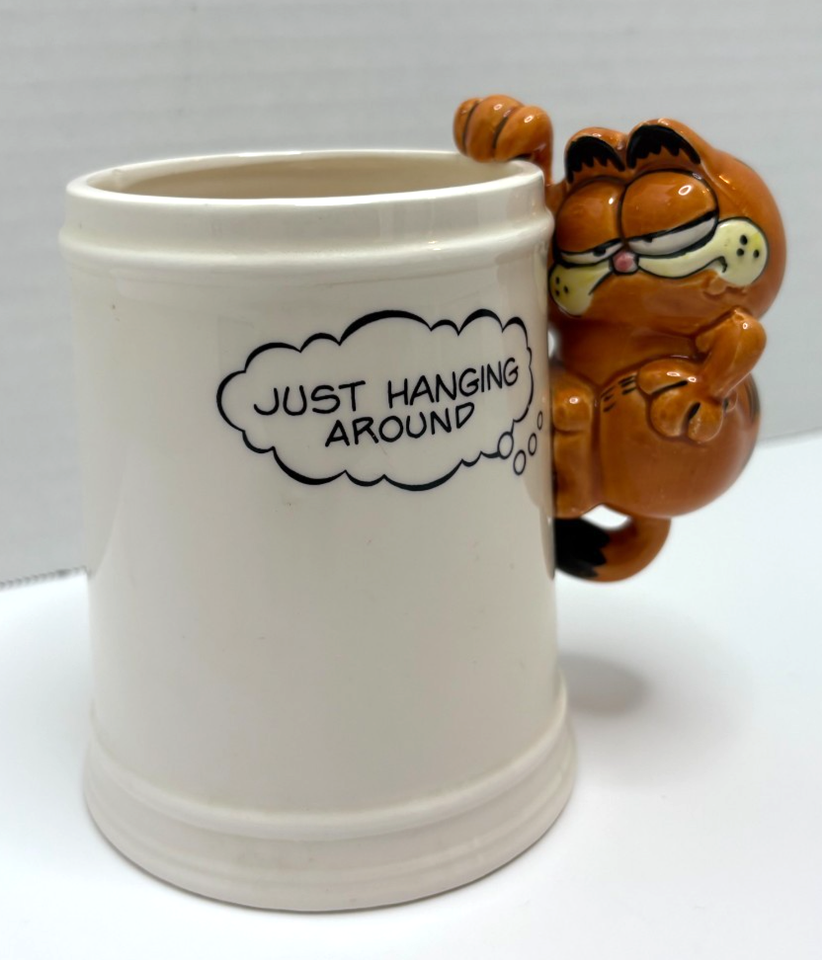 Vintage 1981 Enesco Ceramic GARFIELD Just Hanging Around Figure Cup | eBay