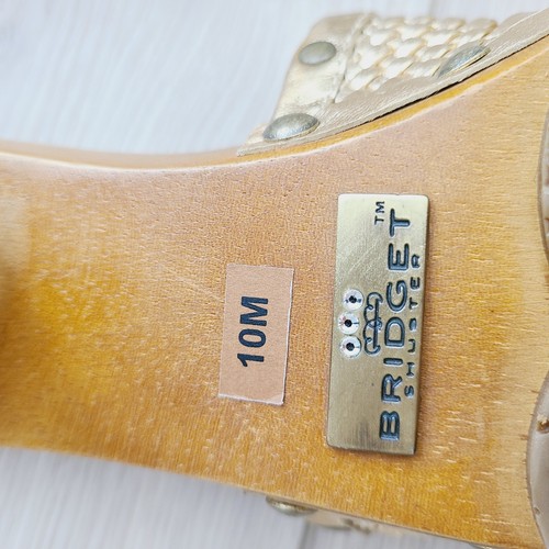 Bridget Shuster Clogs 10 Gold Leather Studded Braided Closed Toe Mule ...