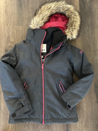 Girls Roxy Dry Flight Ski Snowboard Winter Jacket Size Small 8 Hooded Gray Pink | eBay