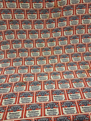Budweiser Fabric Red White Blue Logo Print Craft Sewing Material Cotton ...