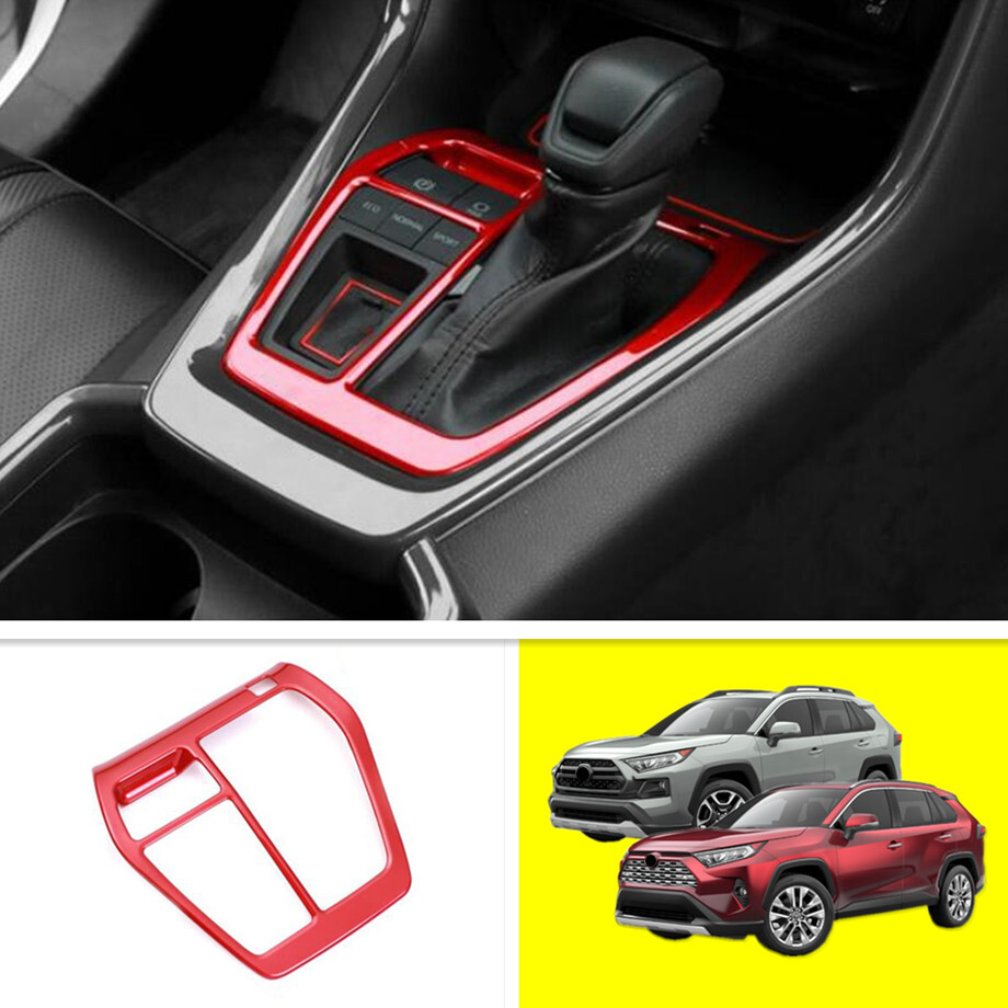For 2019 2020 Toyota RAV4 ABS Red Interior Gear Shift Box Decor Panel ...