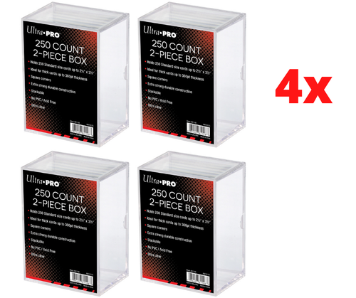4 x Ultra Pro 250 Count Trading Cards Storage Box 2 Piece Clear Holder ...