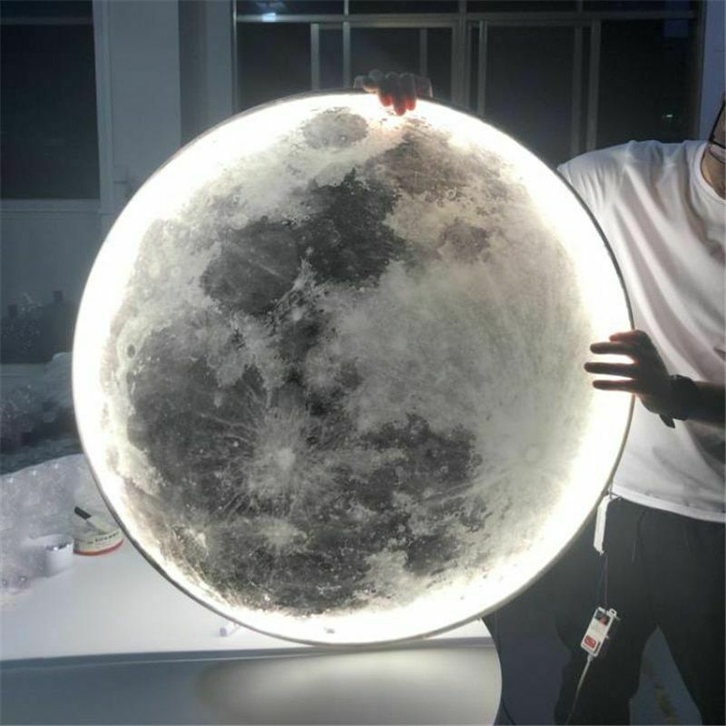 Led Moon Wall Lamp Light Round Fixture Wall Sconce Modern Bedroom Home ...