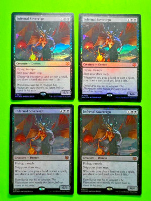 MTG March of the Machine ( Infernal Sovereign ) 4 Rare Foil Cards 0075 ...