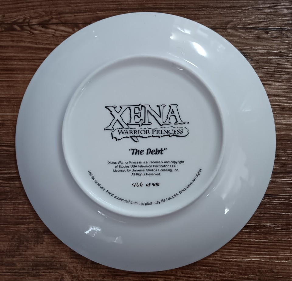 The Debt Xena Warrior Princess Limited Edition Collector's Plate ...