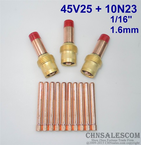 13 pcs 45V25 Collet Body Gas Lens 10N23 Collet Tig WP-17/18/26 1.6mm 1 ...
