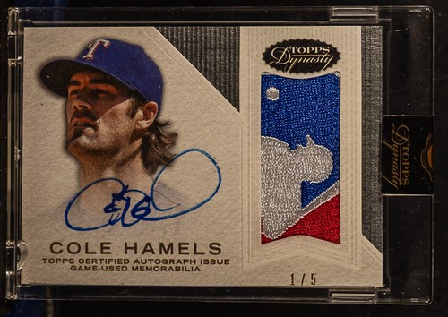 COLE HAMELS 2016 Topps Dynasty Silver GU MLB Batter Logo Patch Auto 1/5 ...