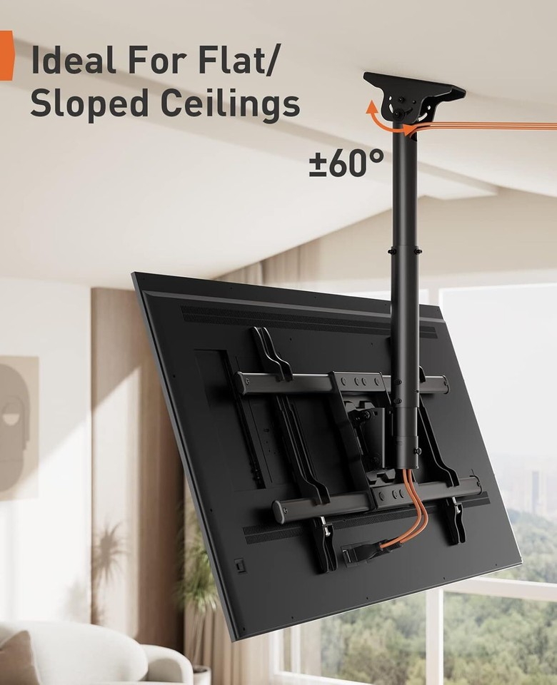 Ceiling TV Mount Hanging TV Mount for 37-75 Inch Flat or Curved Tvs up ...