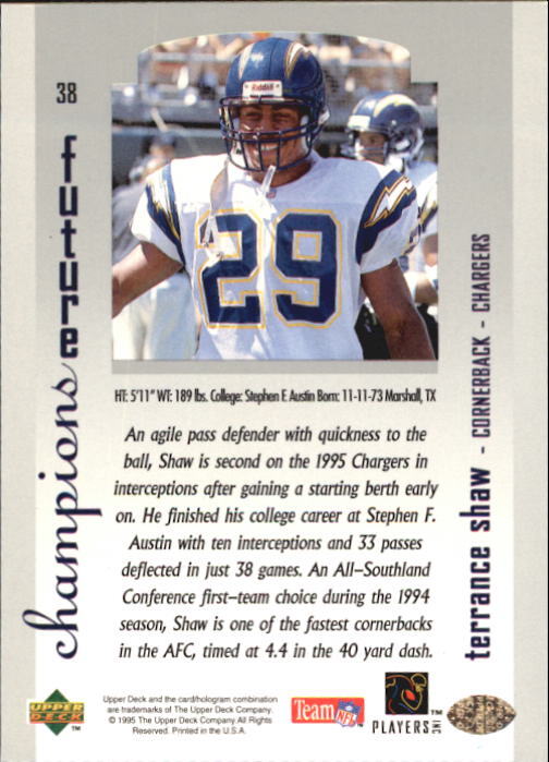 1995 SP Championship Football Card #38 Terrance Shaw Rookie | eBay