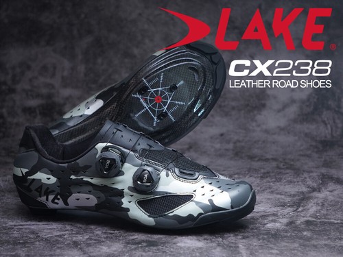 LAKE CX238 Leather Cycling Shoes: Silver Camo Standard-Width Unisex ...