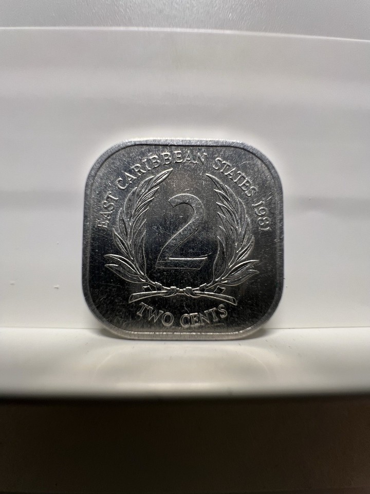 1981 East Caribbean States 2 Cents Coin – Square Shape – Queen ...