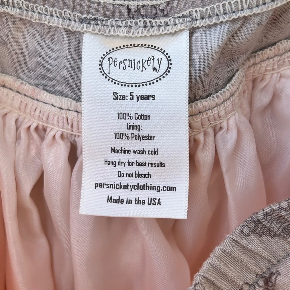 Persnickety Girl's Skirt Sz 5 Peach Taupe Print Ruffle Boutique Made in USA | eBay