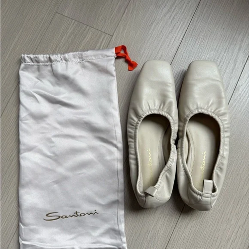 Santoni Women’s Cream/Beige Ballet Flats, Size 37.5/US 7.5. MSRP $770 ...
