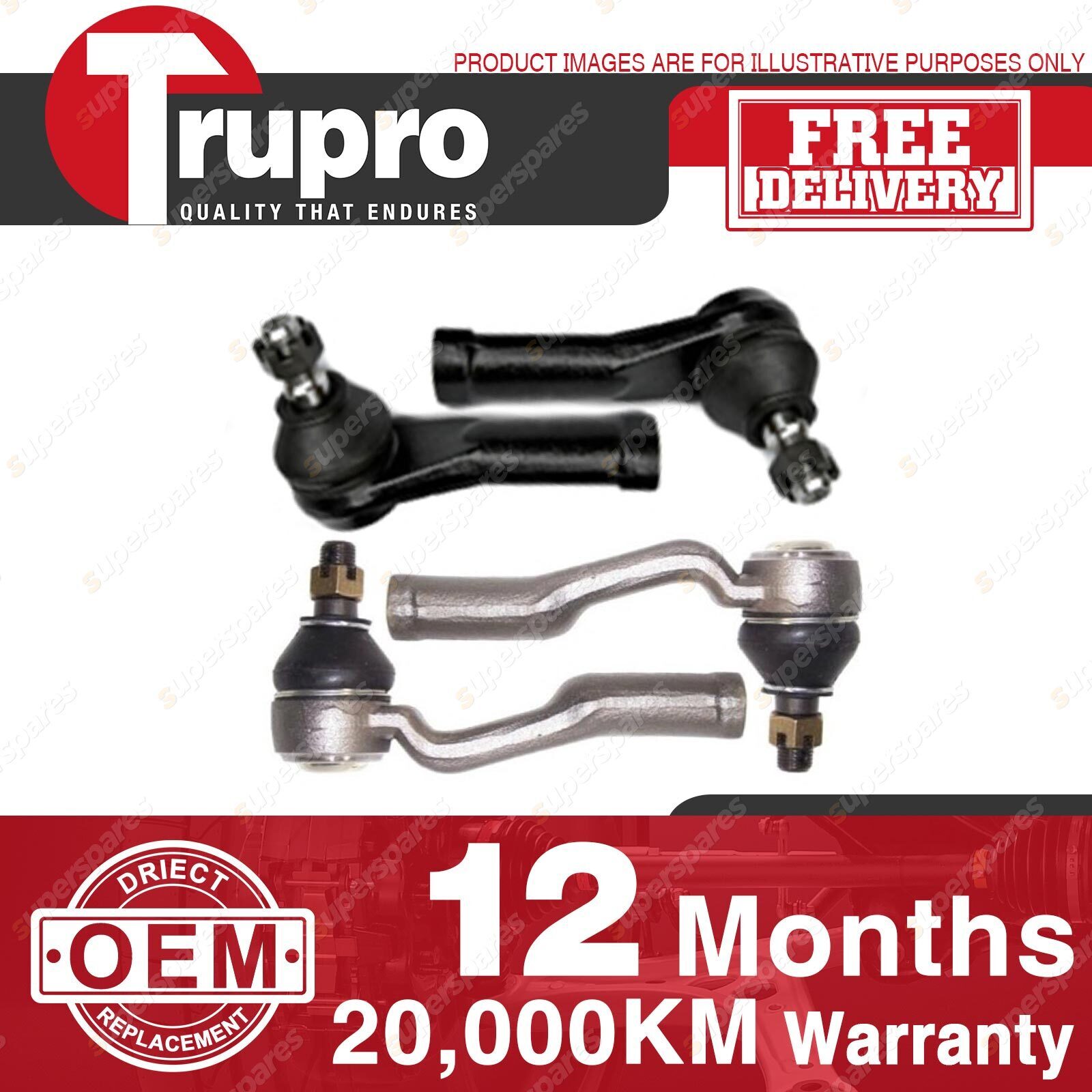 4 Pcs Trupro Outer Inner Tie Rod for MAZDA 121 121L 808 SAVANNA 808 929 ...