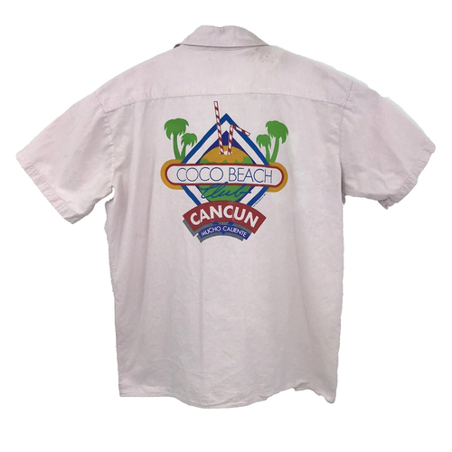 1987 Vintage Cancun Mexico Coco Beach Club Camp Shirt 80s 1980s Pink ...