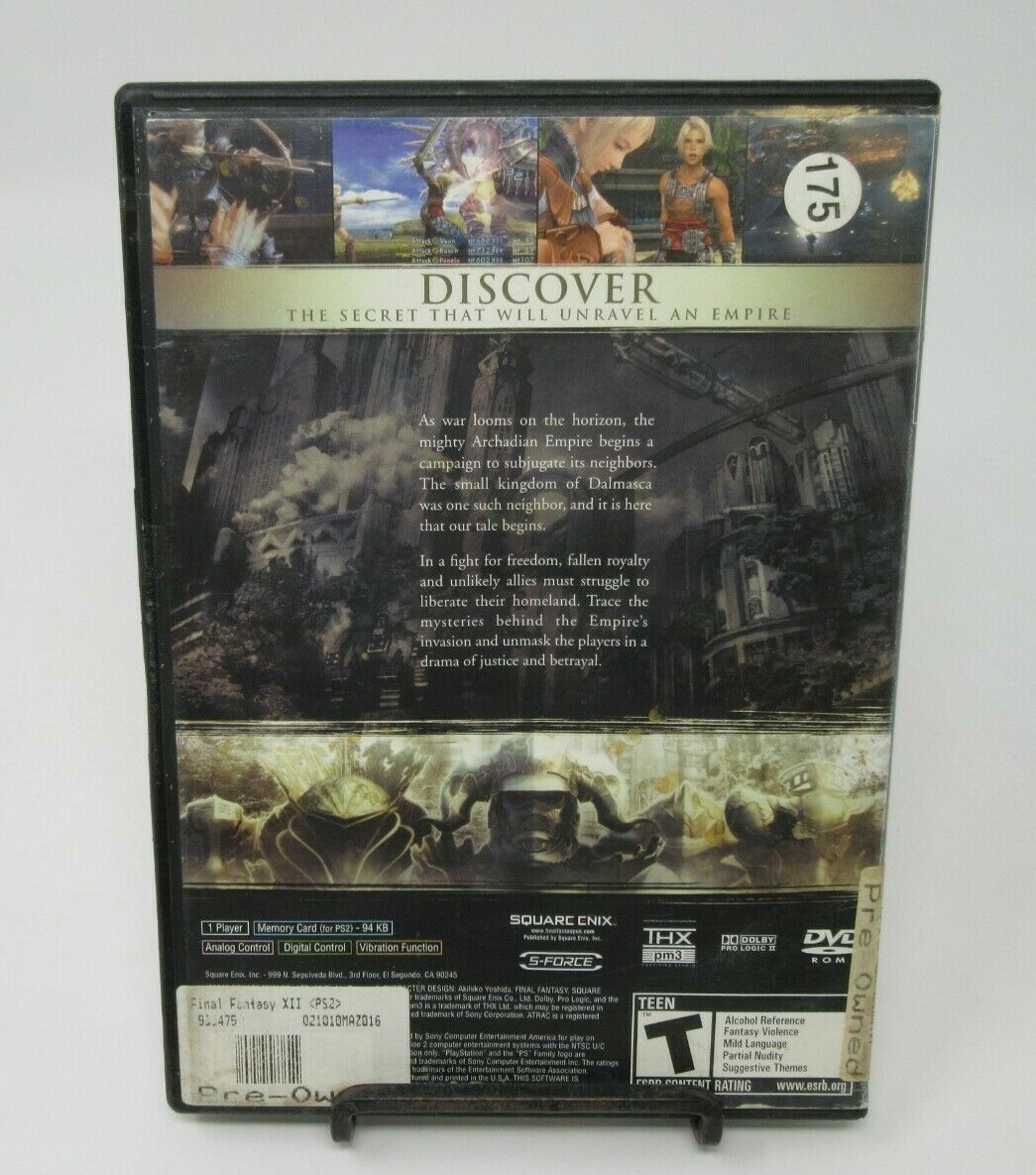 FINAL FANTASY XII PS2 PLAYSTATION 2 GAME, GAME DISC, CASE, MANUAL ...
