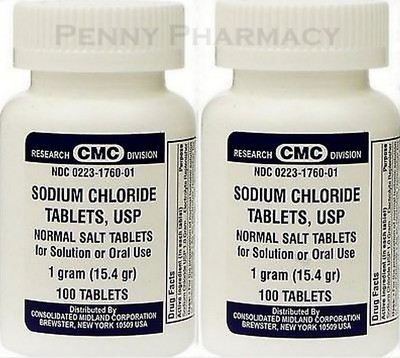 Sodium Chloride Tablets SALT 1GM 100ct ( 2 pack ) FRESH PHARMACY SUPPLY ...