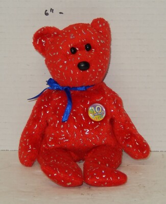 Ty DECADE 6" Beanie Babies baby plush toy Red LE Limited Edition 10th ...