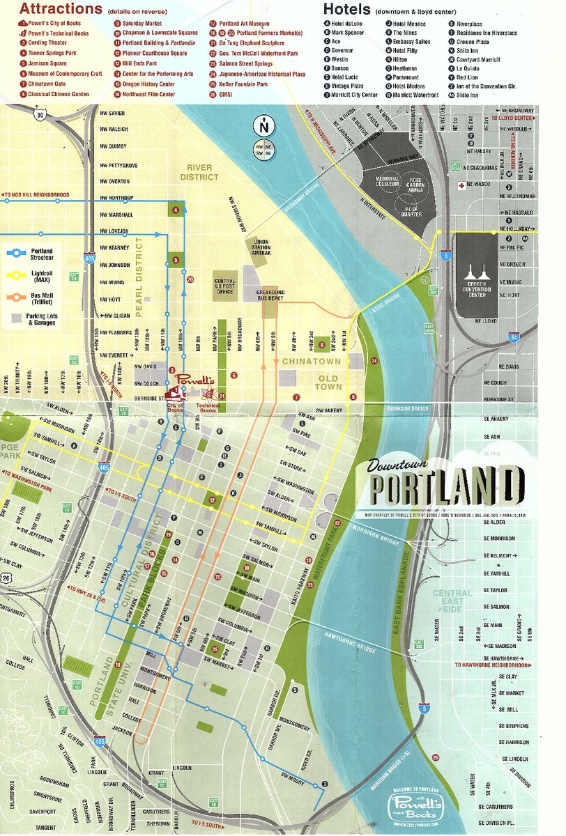 Portland Circle Map Of Neighborhoods 2008 Keyed Street Map Downtown