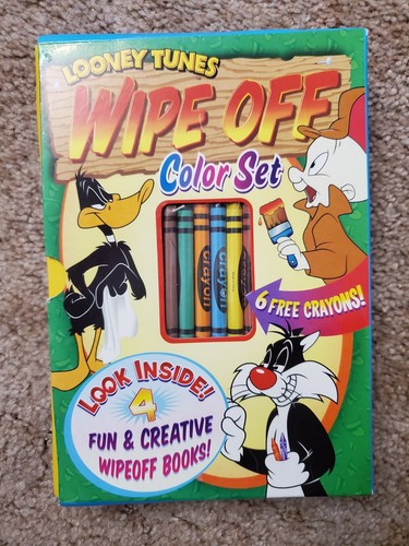 Looney Tunes Wipe Off Crayon Color Set With 4 Books & 6 Crayon New 2007 ...