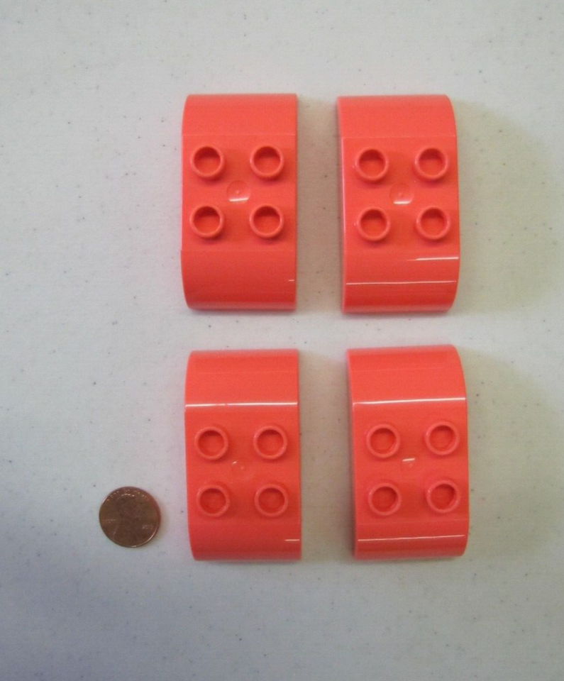 Lego Duplo Block Peach Salmon 2X4 Curved Top Brick 4 Block Lot Building ...
