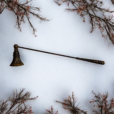 Quality Heavy Vintage Brass Long Handle Candle Snuffer Tassel Ruffled ...