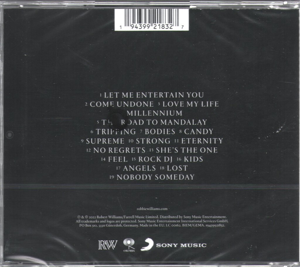 Robbie Williams Xxv CD Europe Columbia 2022 Alternative artwork sleeve ...