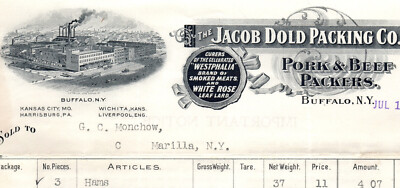 1900 Buffalo New York Jacob Dold Pork Beef Meat Packer Antique Document ...