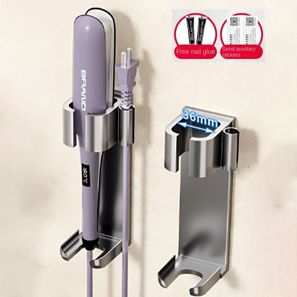 Punch-free Hair Straightener Holder Wall Mounted Storage Shelf Home ...