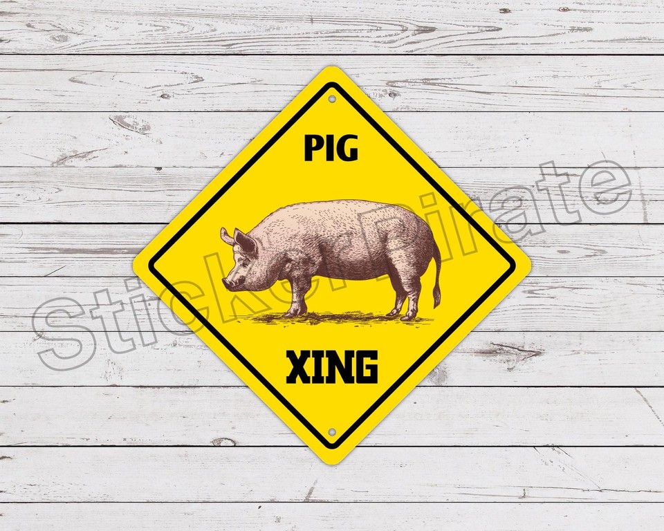 *Aluminum* Pig Crossing Funny Metal Novelty Sign 12"x12" | eBay