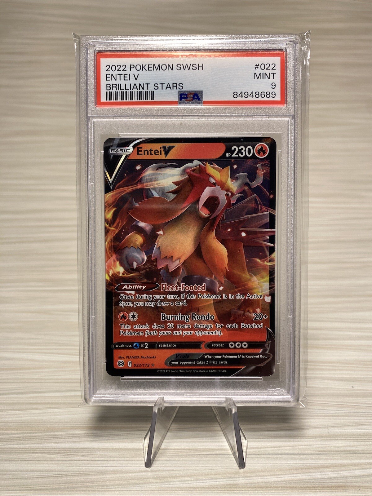 Pokémon Brilliant Stars - Entei V #022/172 - PSA 9 | FRESH | eBay
