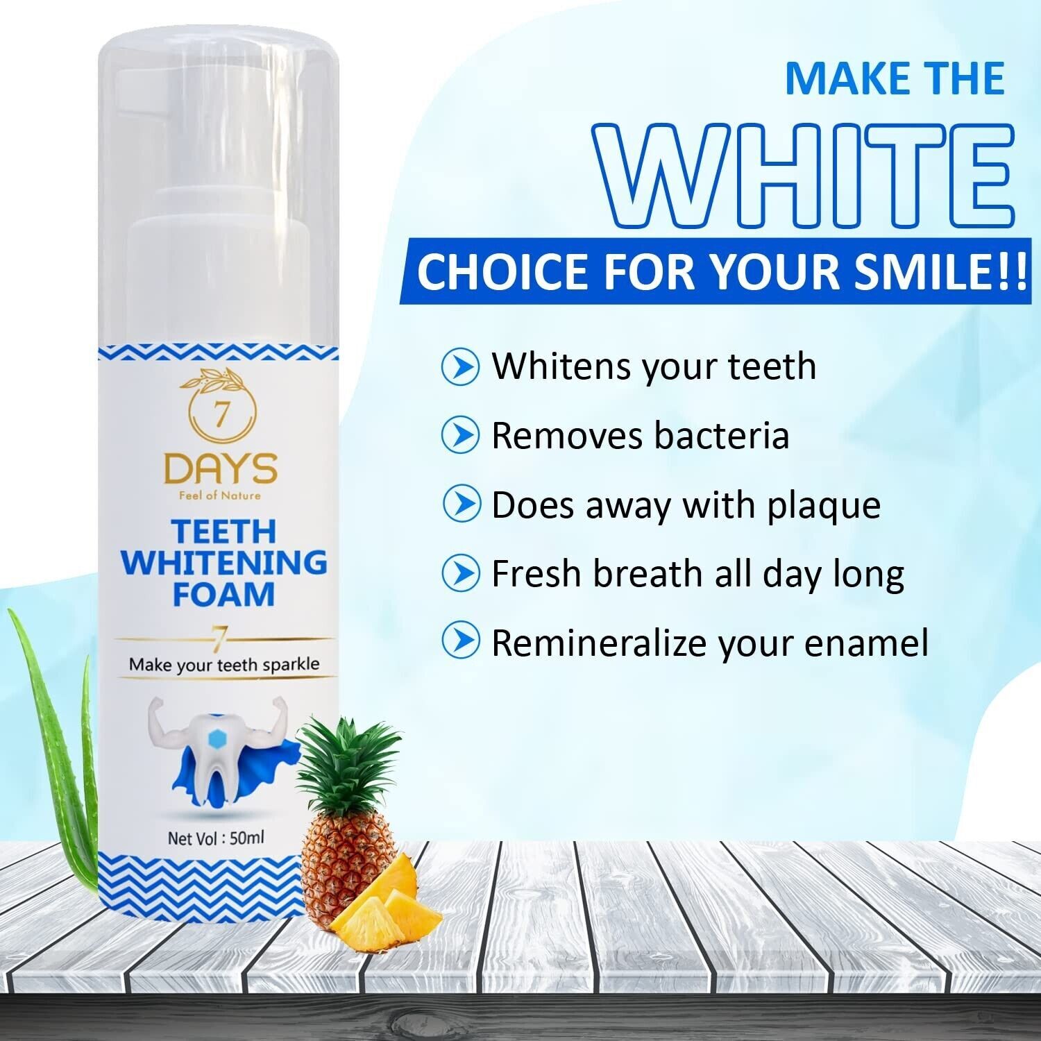 1X 7 Days Teeth Whitening Foam Toothpaste Helps Cavities & Sensitivity ...