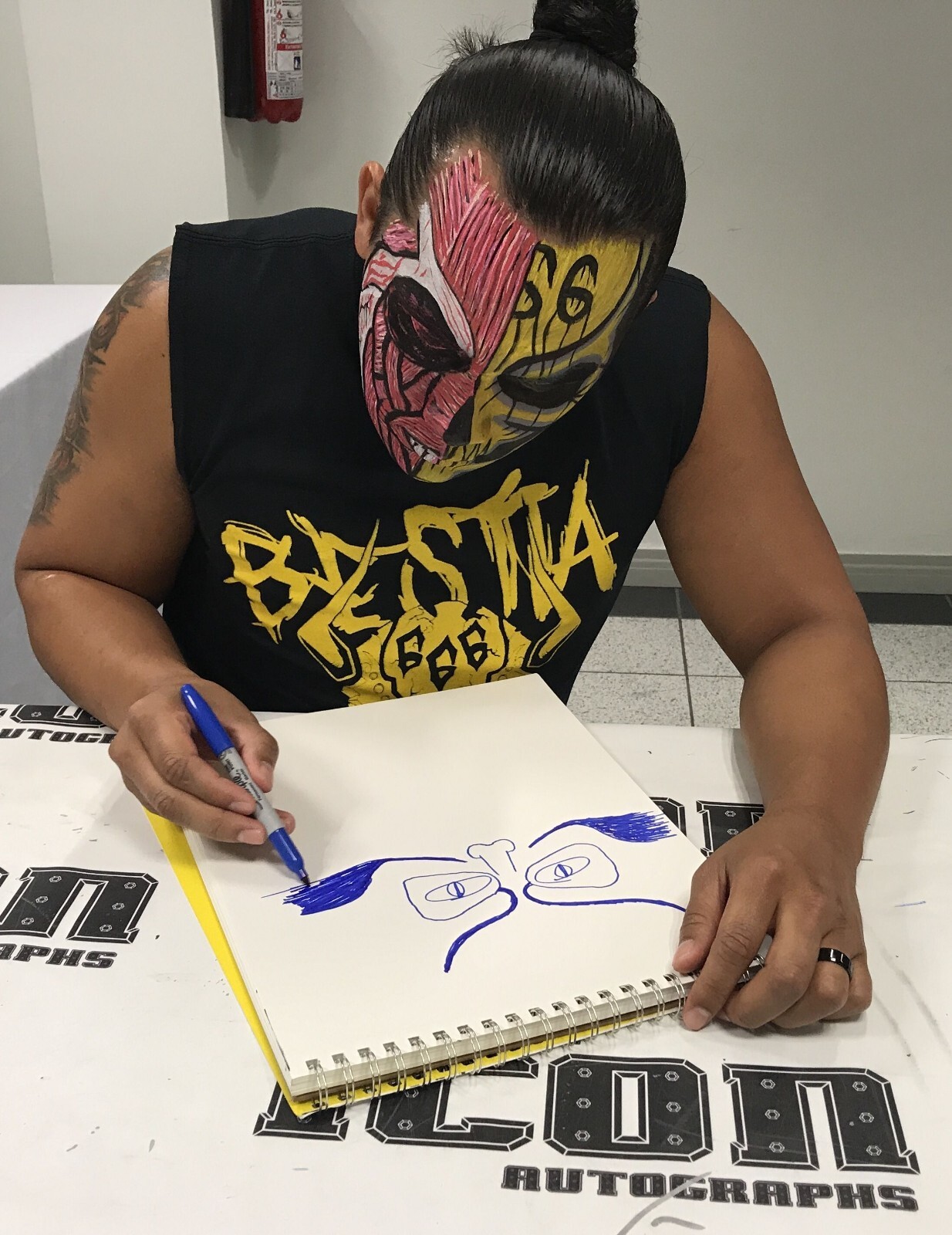 Bestia 666 Signed 11x14 Hand Drawn Sketch BAS COA Lucha Libre AAA NWA ...