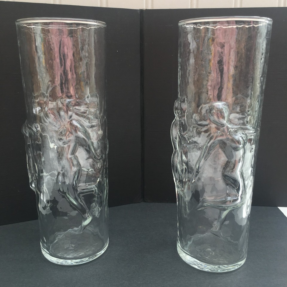 Set of 2 Libbey La Femme 3D Nude Dancing Naked Lady Tumbler Glass ...