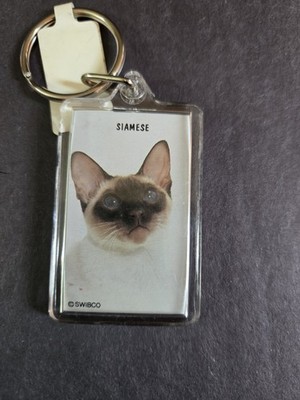 Vintage Siamese Cat Keychain: Swibco Acrylic Key Fob - 1980s | eBay