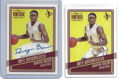 DWAYNE BACON 2021 ONYX VINTAGE AUTO SIGNED CARD BLUE /50 + BASE CARD ...