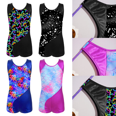 Girls Unitard Gymnastic Bodysuit Silky Jumpsuit Yoga Leotard Soft ...