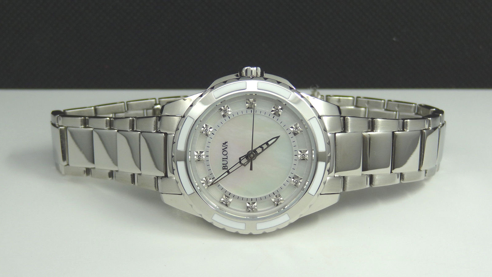 Bulova 96P144 Diamond Accent Mother of Pearl Dial Stainless Steel Women ...