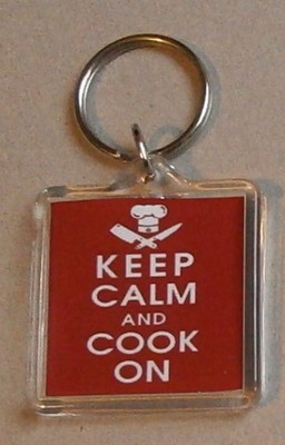 Red - Keep calm and cook On Keyring | eBay