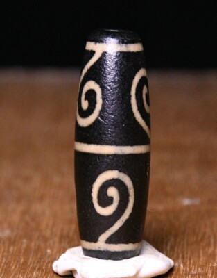 Old Tibet Natural Agate Carve Flower Pattern Dzi Beads Amulet Exorcism ...