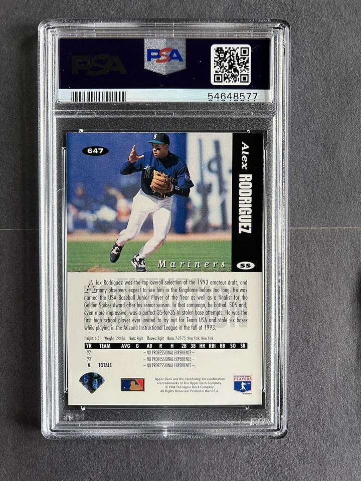 1994 Collectors Choice Alex Rodriguez #647 PSA7 (NM), Rookie, RC, FF | eBay