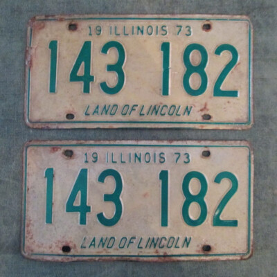 Antique 1973 Illinois License Plate PAIR YOM Plates for Historic Auto ...