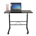Rolling Office Laptop Table Adjustable Height 38in Computer Desk Stand ...