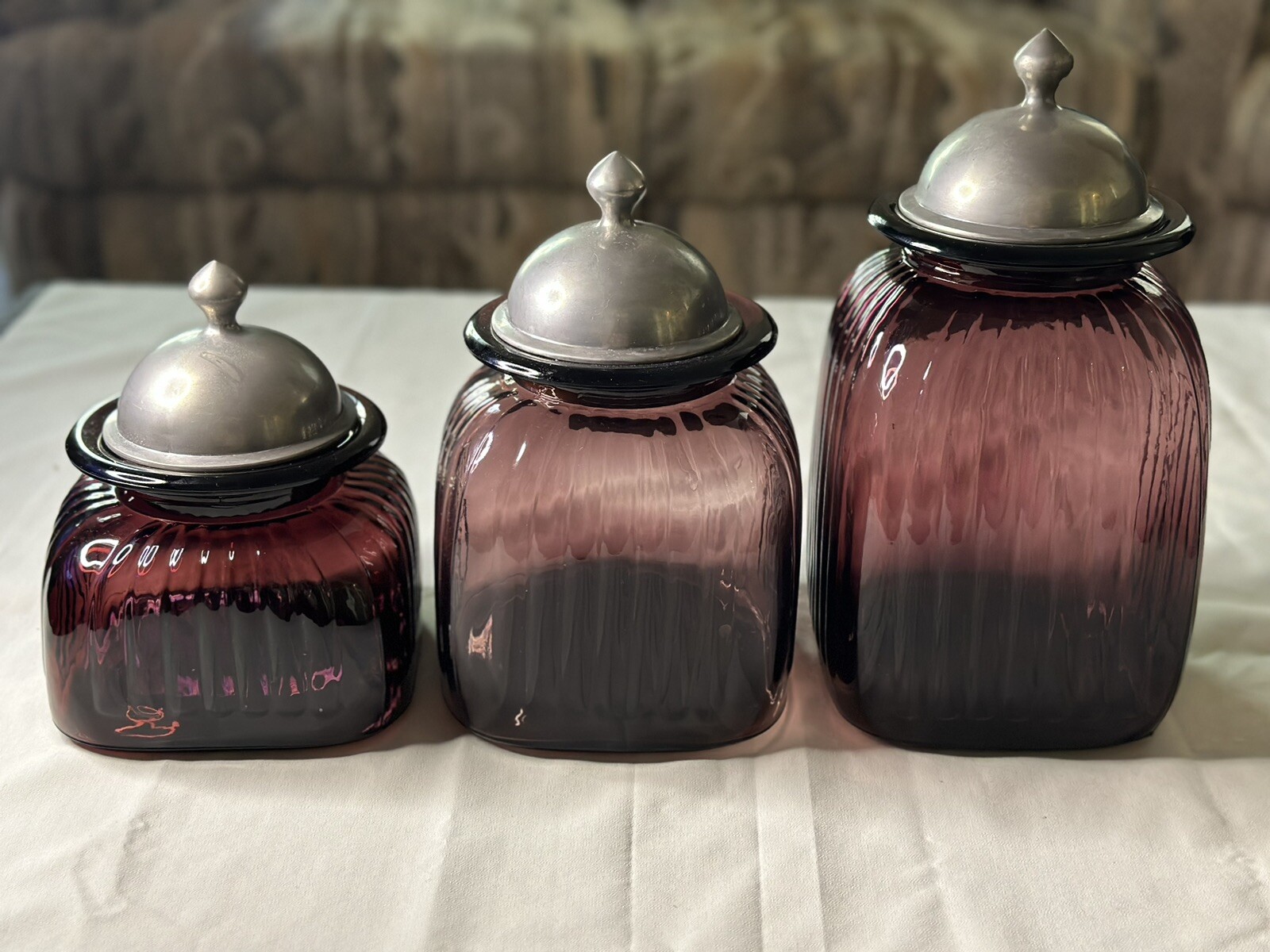 Purple Glass Canisters With Lids