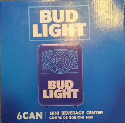 Bud Light Mini Portable Compact Personal Fridge Cooler Holds 6 Cans New ...