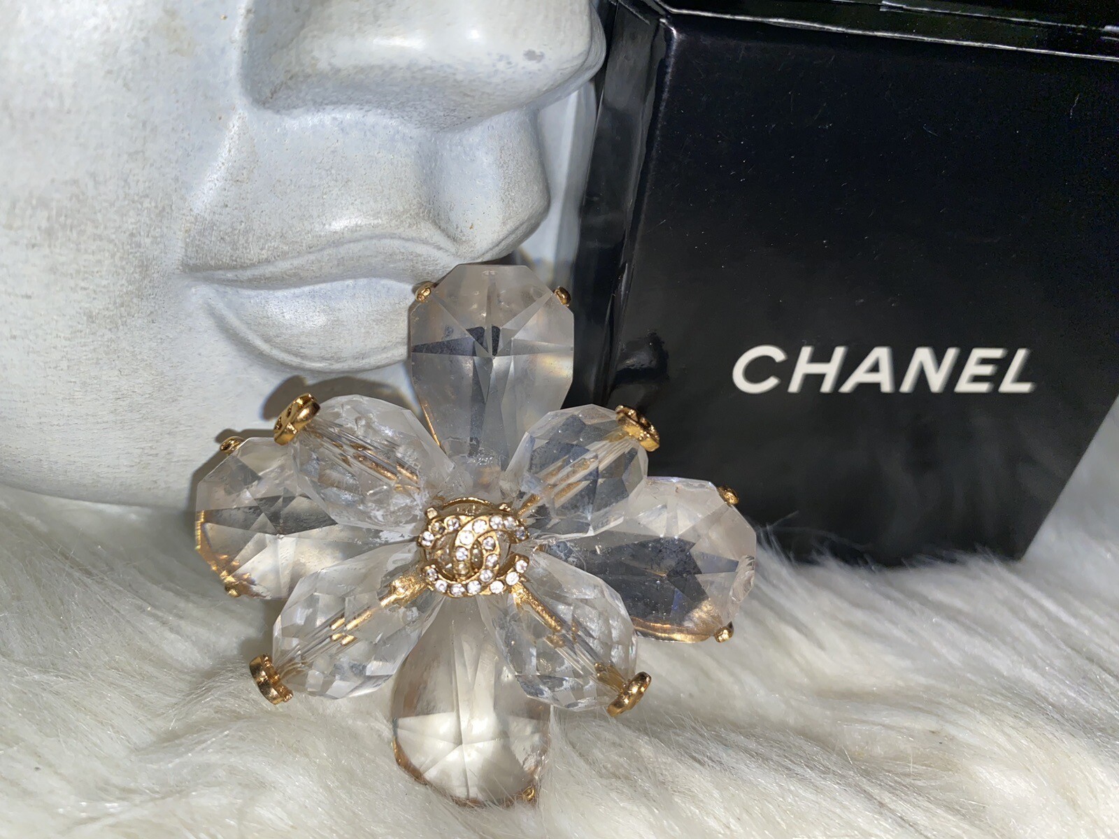 Coco Chanel Rare Camellia Flower Stunning Crystal Gla… - Gem