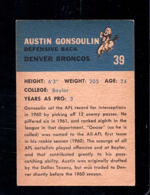 1962 Fleer - Austin on Card #39 Goose Gonsoulin for sale online | eBay