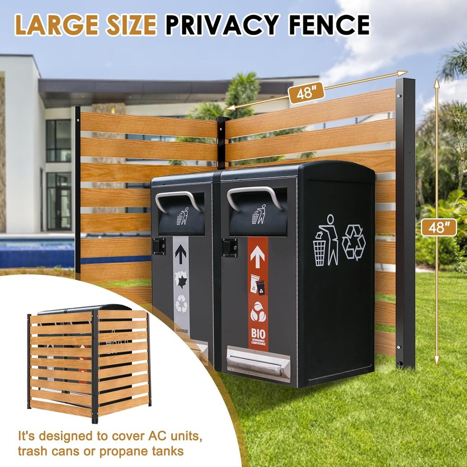 NAIZEA 48" W x 48" H Privacy Screens Fence Panels with Metal Stake 2 ...