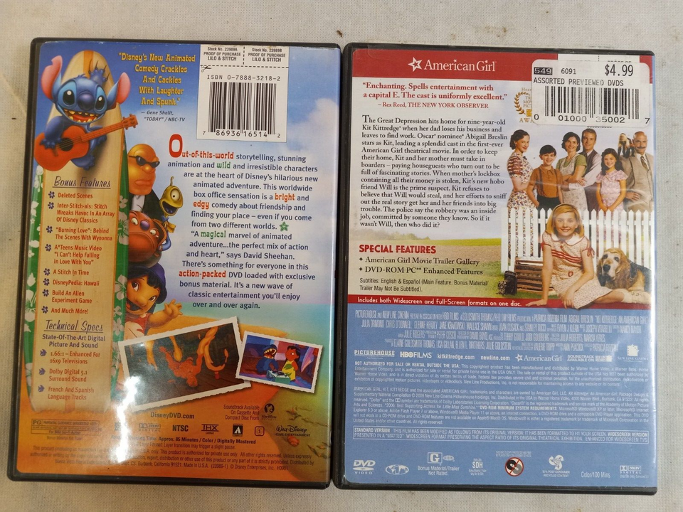 Lot of 5 Childrens DVDs LILO & STITCH, Mother Goose, Bugs Bunny ...