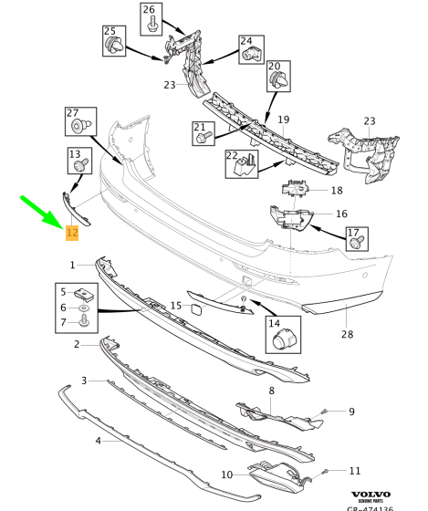 VOLVO S60 MK3 Rear Left Bumper Reflector 32337874 GENUINE for sale ...